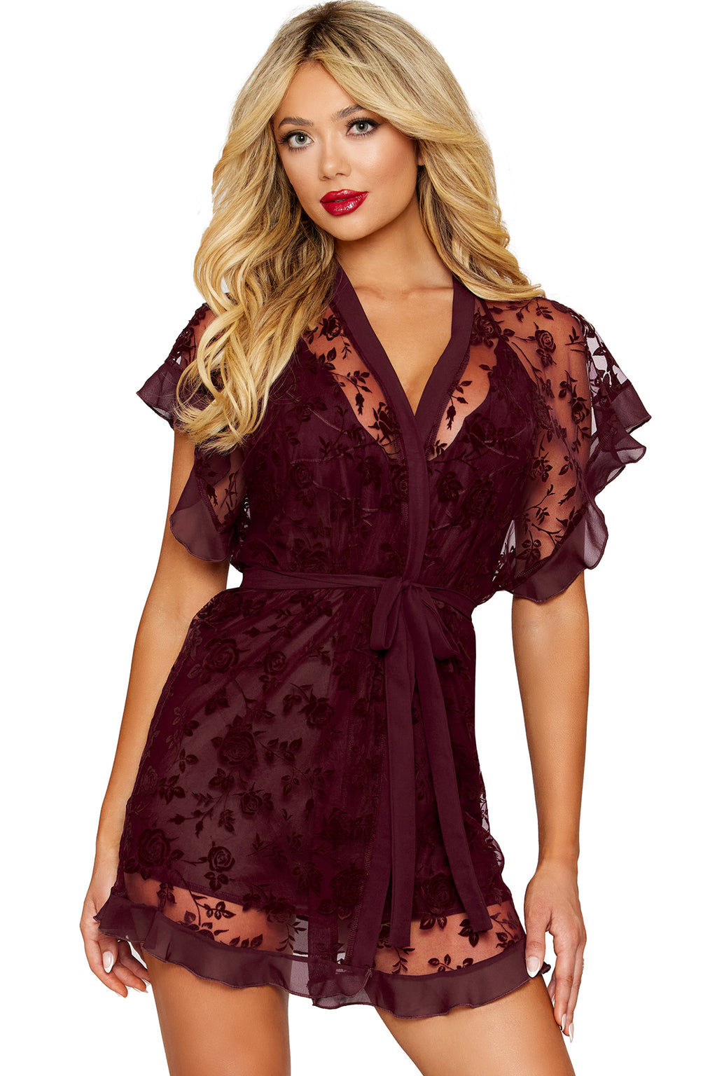 Floral Chiffon Chemise & Teddy Set – Trashy.com